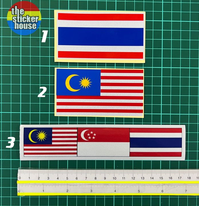 THAILAND FLAG / MALAYSIA FLAG STICKER CUTTING OVERLAPPING REFLECTIVE ...