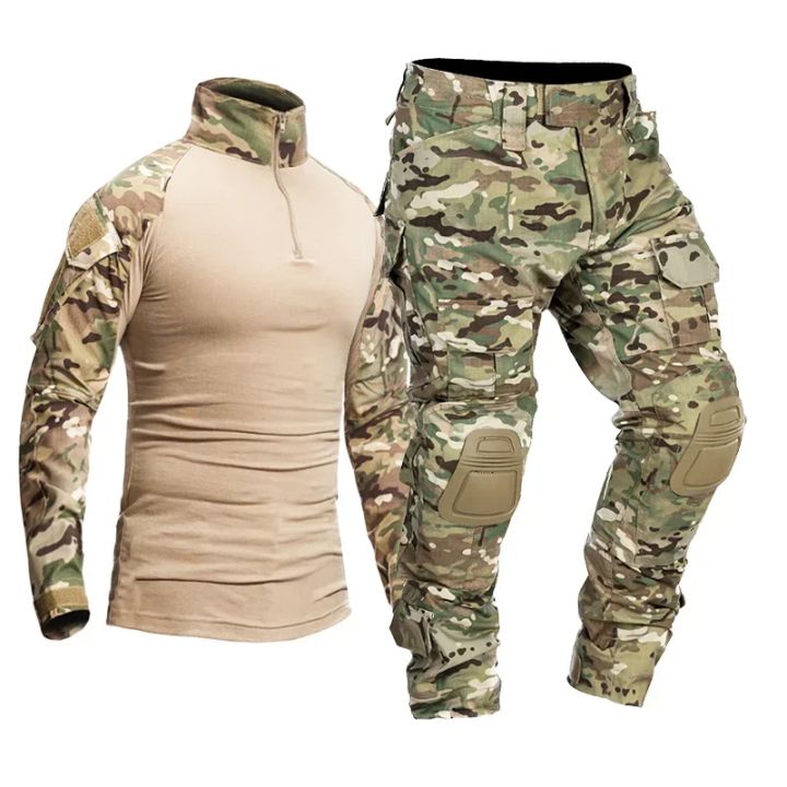 Camo Tactical Uniform Airsoft Ripstop Suit Multi Pocket Suits Hunting ...