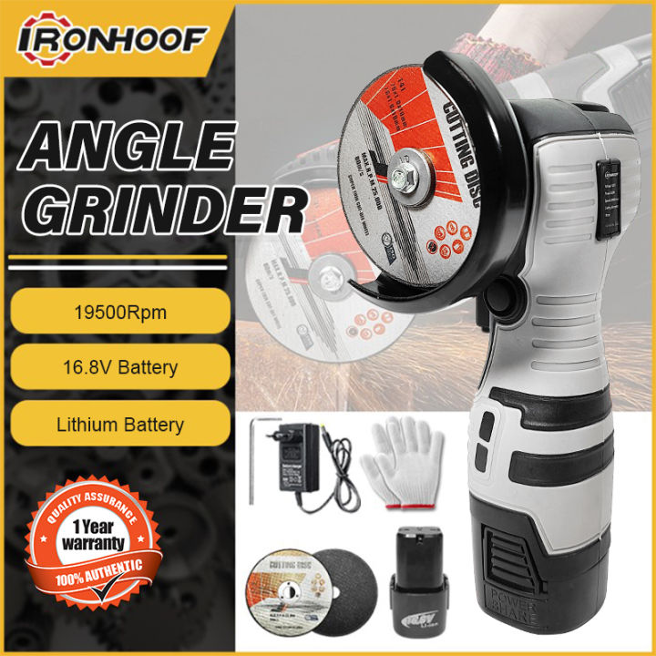 IRONHOOF Cordless Angle Grinder Electric Hand Grinder Polishing Machine ...