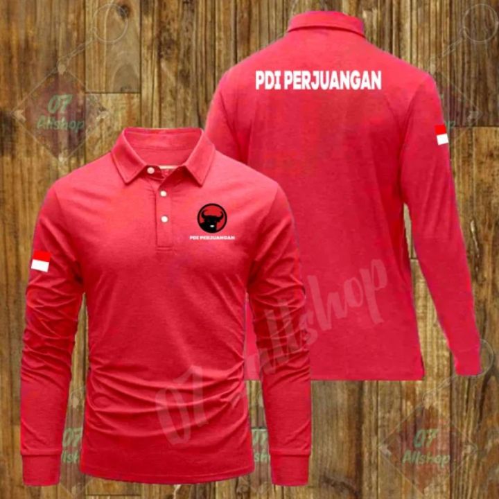 Kaos Polo Shirt Tshirt Baju Kerah Distro LENGAN PANJANG PARTAI PDI PDIP ...