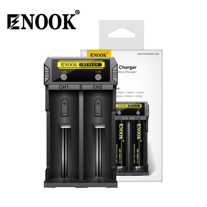 ENOOK Smart Battery Charger Universal 2-Slots 1.0A Micro USB 100% ...