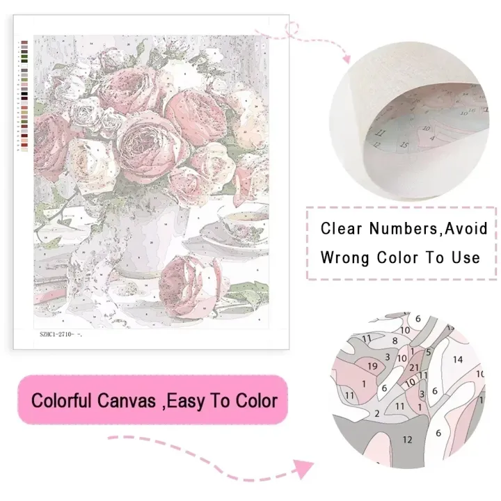 DIY Coloring By Numbers Flower Garden Digital Oil Painting Kit for ...