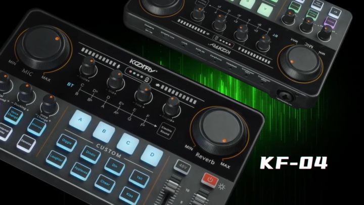 KOORFLY KF04 Live Sound Card Streaming Audio Interface Sound Mixer For ...