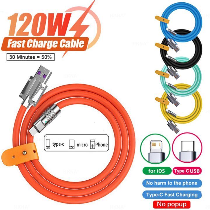 Original USB Liquid Silicone Cable Metal 6A Type C Fast Charge Cable ...