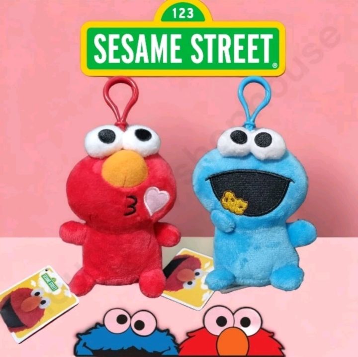 Sesame Street Elmo and Cookie Monster Ernie Bert keychain plush 12 cm ...