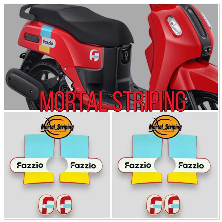 STIKER STRIPING LIS BODY YAMAHA FAZZIO TAHUN 2022 2023 MERAH CORAK BIRU ...