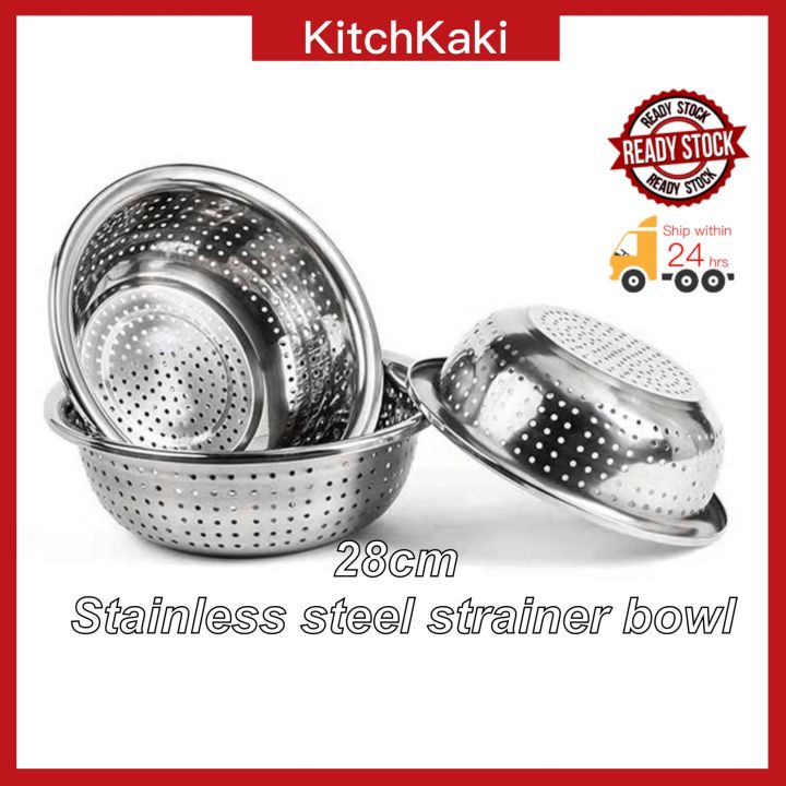 Stainless Steel Food Strainer Bowl Vegetable Fruit Rice Washer Strainer ...