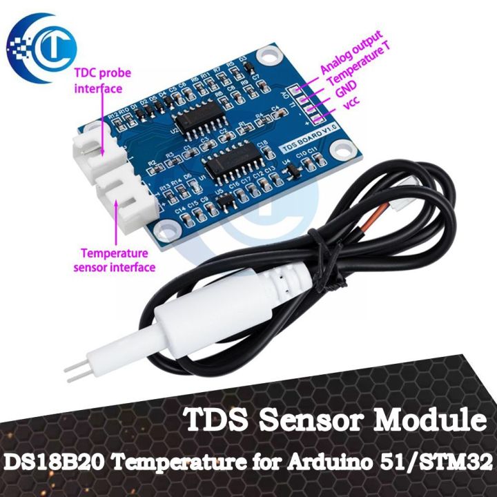 TDS Sensor Module Dissolved Solids Analog Signal Soluble Solid Water Quality Detection DS18B20 ...