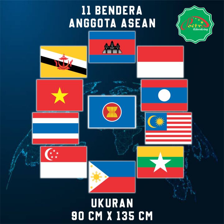 [ 1 Set ] Bendera Negara Anggota Asean 90 cm x 135 cm | Lazada Indonesia