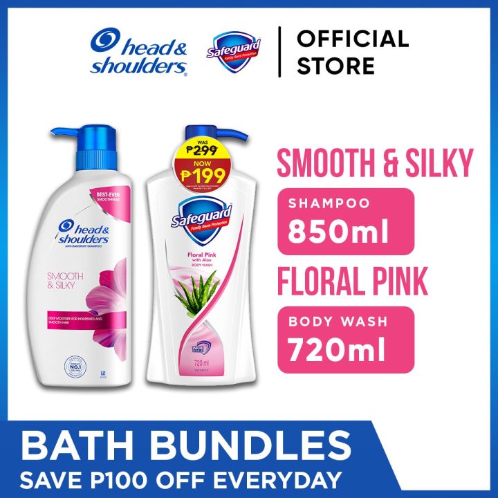 Head & Shoulders Smooth & Silky 850mL Shampoo + Safeguard Fresh Pink ...