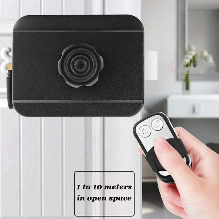 Remote Door Lock AA Battery Powered Wireless Electronic Lock No Wire ...