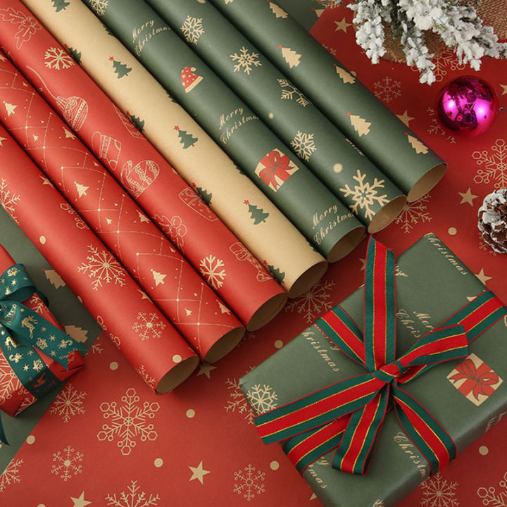 10/20Pcs Christmas Kraft Wrapping Paper Santa Claus Xmas Tree Snowflake ...
