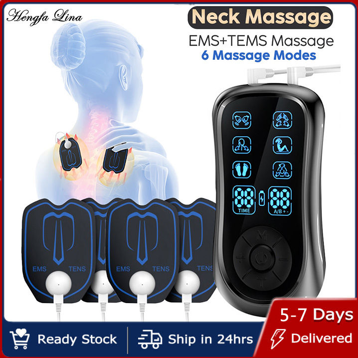 Hengfa Lina EMS TEM Neck Massager Pulse Massage with 6 Massage Modes ...