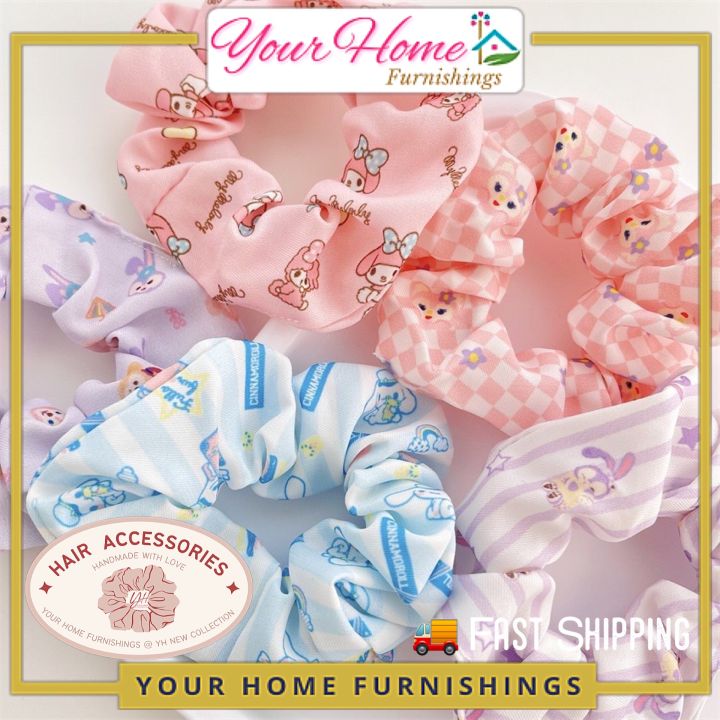 YH Cute Cartoon Scrunchies Sanrio Stella Lou Melody Princesse Hair Tie ...
