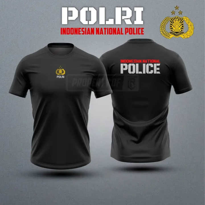 Baju Kaos Polisi Polri Indonesia Police Hitam Bahan Drifit Premium ...