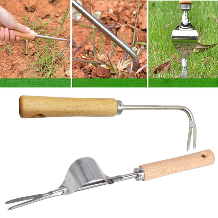 Stainless Steel Weed Puller Weeder Removal Root Puller Grass Digging Uprooting Manual Lawn ...