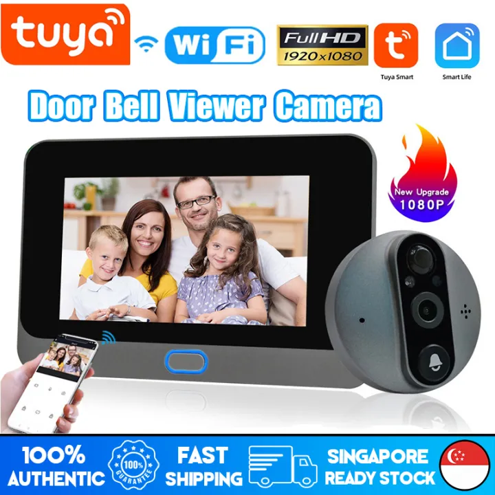 🇸🇬[Ready Stock] NEW Tuya Wifi Smart Door bell Peephole Viewer Doorbell ...
