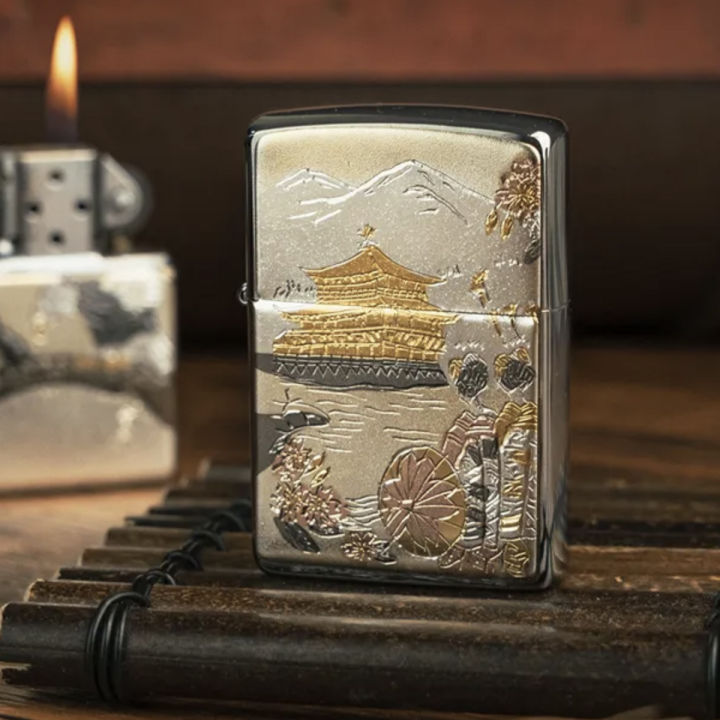 Zippo Japan's Temple Design Chrome Pocket Lighter | Zippo ZBT-5-123 ...