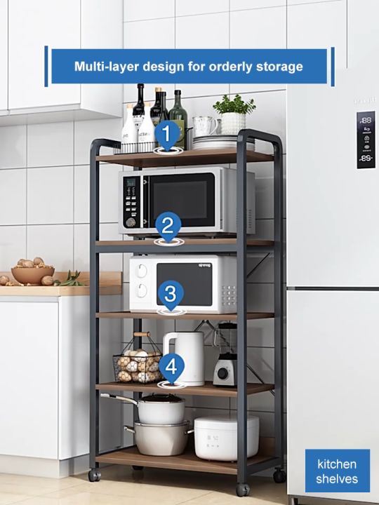 【Load 300 KG】5 tier kitchen rack microwave rack kitchen rack organizer ...