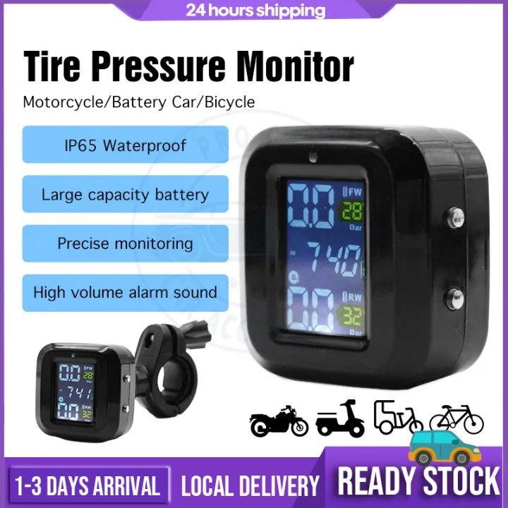 Motorcycle Tire Pressure Alarm Monitor System TPMS Tire Sensor Security ...
