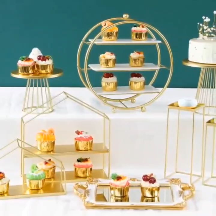 LONGKEN Metal Cake Stand Dessert Stand Paper Cup Macaron Display Stand ...