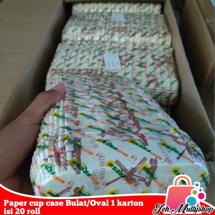 Paper cup case Bulat 8cm/Oval/Cup Roti 1 karton isi 20 roll | Lazada ...
