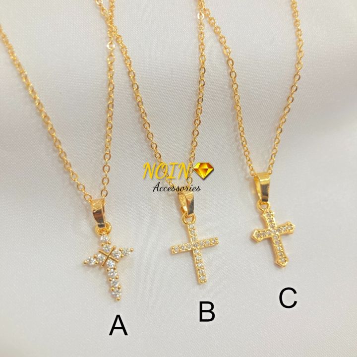 Kalung Liontin Salib Permata Sirkon Perhiasan Lapis Emas 18K | Lazada ...