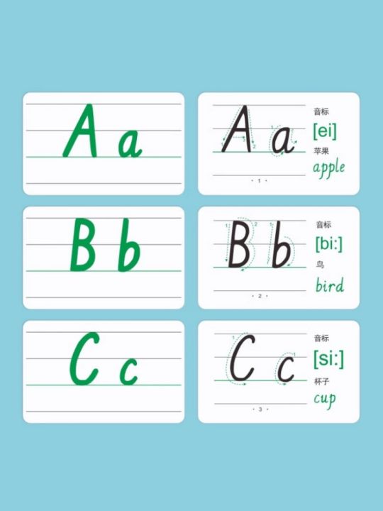 26 English Letter Cards Elementary School Students Learn ABC Writing ...