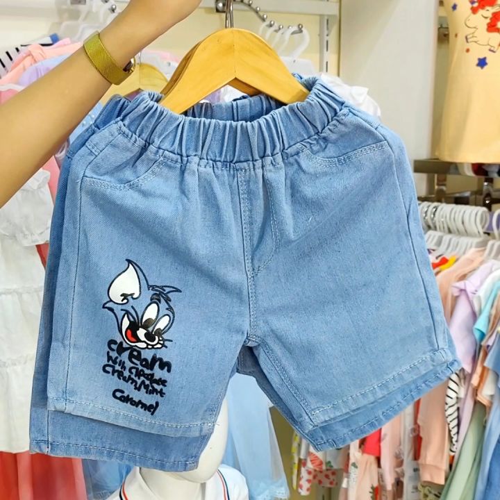 Soft Denim Korean Casual Boys Fashion Maong Short Embroided Dinosaur ...