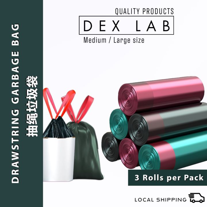 [EXTRA THICKNESS] Drawstring Garbage bag | Trash Bin Bag with Rope ...