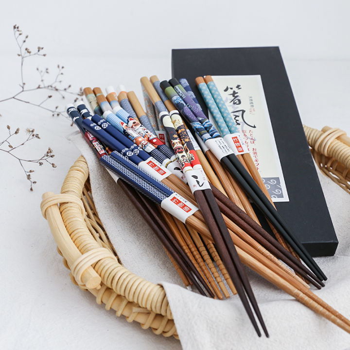 Japanese Chopsticks Pointed Household Split Solid Wood Non-Slip ...