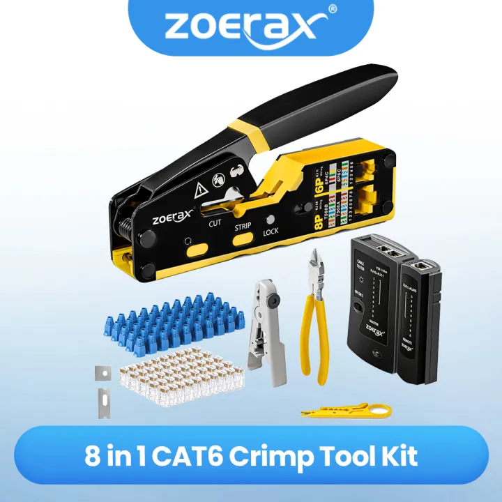ZOERAX RJ45 CAT6 CAT5E Crimp Tool Kit 8 in 1 Multifunction Network Tool ...