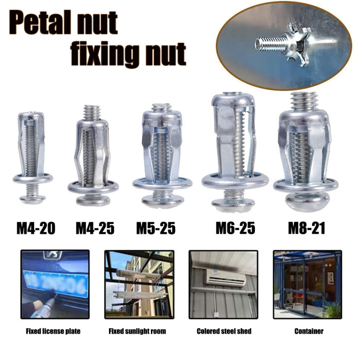 4pcs M4 M5 M6 M8 Petal Rivets Nut Car License Screw Nut Metal Iron Base ...
