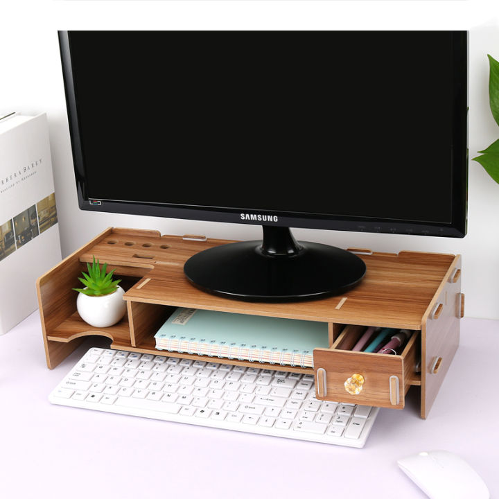 Desktop Computer Monitor Stand Riser Base Office Keyboard Storage ...