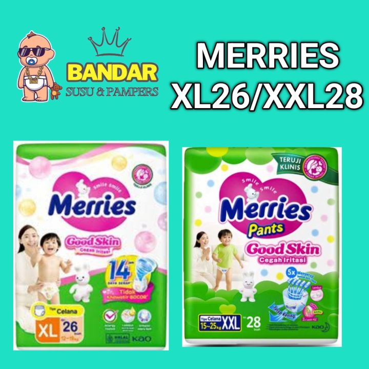 MERRIES PANTS XL 26 / XXL 28 PAMPERS POPOK DIAPERS BAYI | Lazada Indonesia