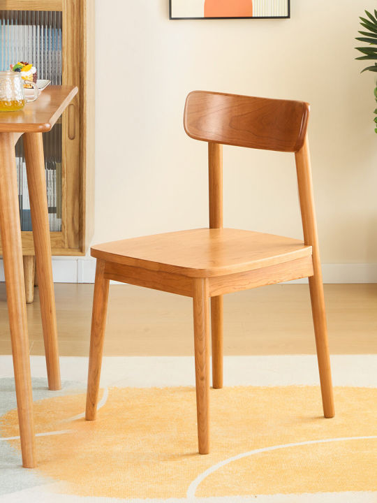 Nordic Style Cherry Wood Dining Chair Red Oak Study Desk Chair No ...
