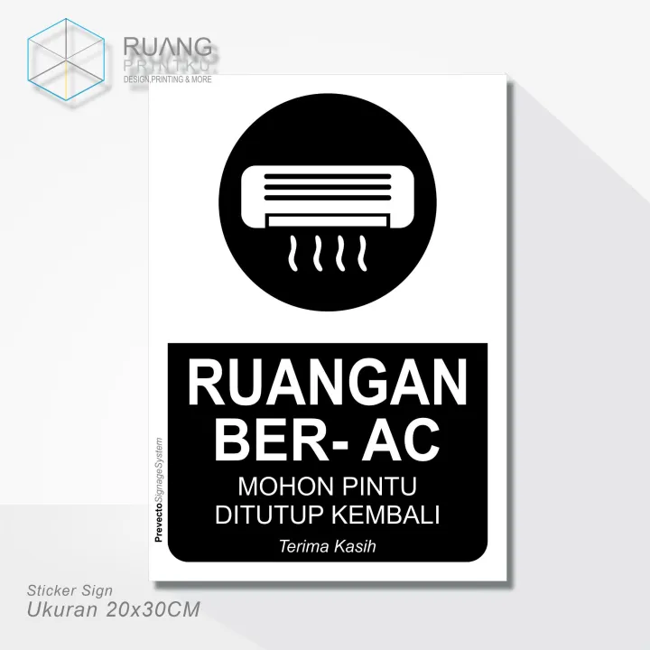 Sign Sticker Ruang Ber AC Pintu Harap Tutup Kembali | Lazada Indonesia