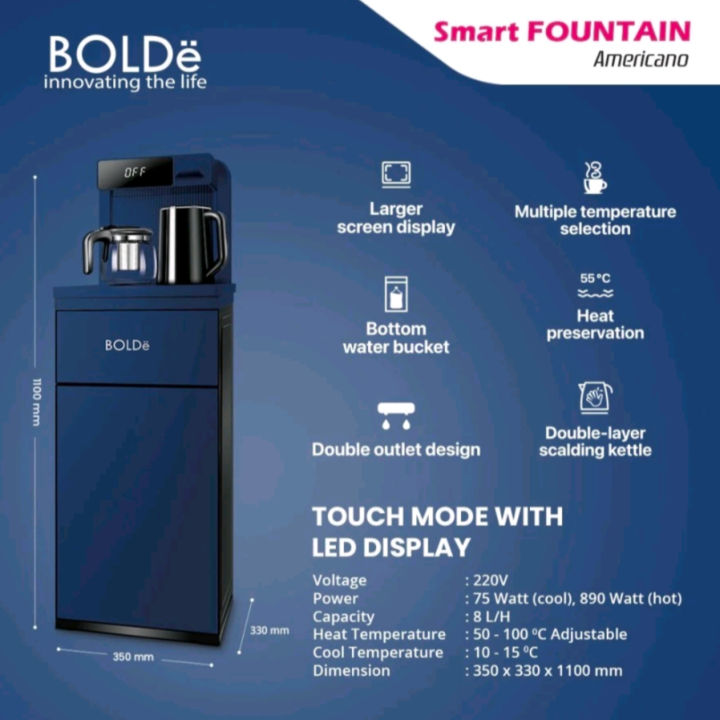 Dispenser air galon bawah BOLDE smart FOUNTAIN AMERICANO dispenser ...
