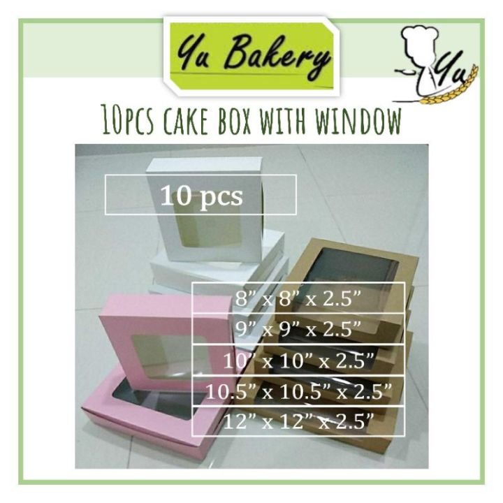 10 pcs Cake Box With Window Tart Biscuit Kotak Kuih Talam Tingkap Kek ...