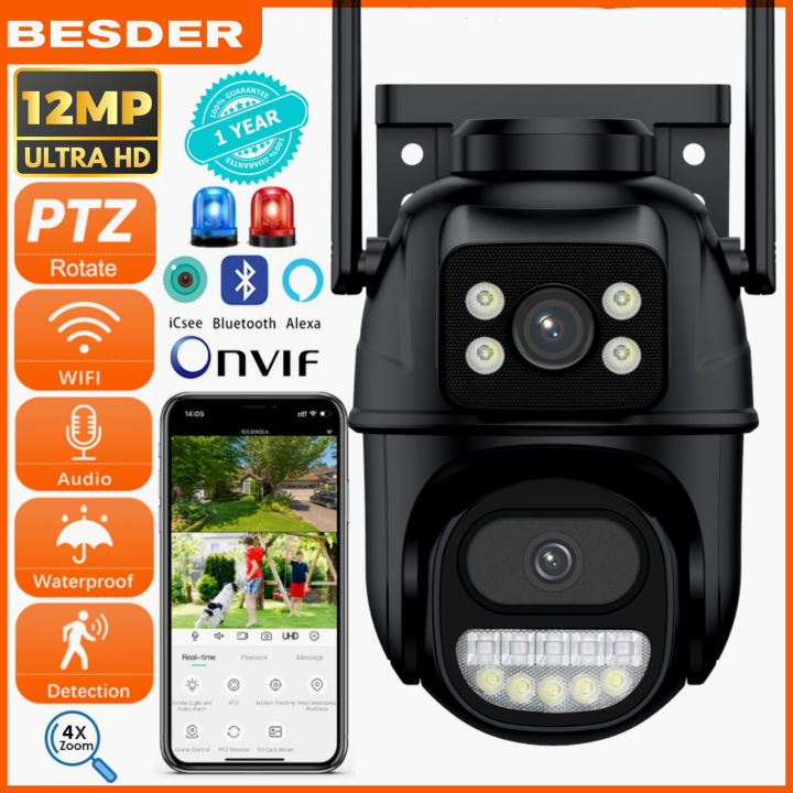 BESDER 12MP CCTV Camera 8MP WiFi IP Camera Dual Lens Night Vision AI ...