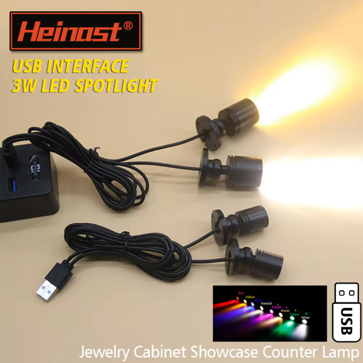 Led USB Spotlight 3W DC5V Jewelry Cabinet Showcase Counter Lamp Surface ...