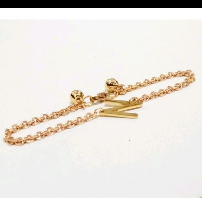gelang rantai inisial huruf alfabet a sampai z bahan kuningan lapis ...