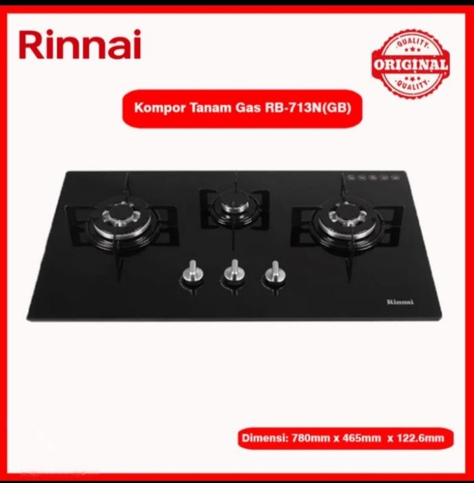 KOMPOR GAS TANAM 3 TUNGKU RINNAI RB 713N (GB) | Lazada Indonesia