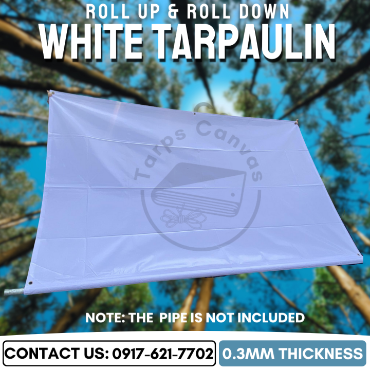 4x6ft White Tarpn Roll Up & Down PVC White 100% Waterproof and Sunproof ...