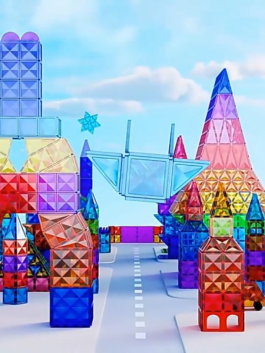 100PCS Magnetic Transperant Tiles Toys Building Blocks Colour Window ...