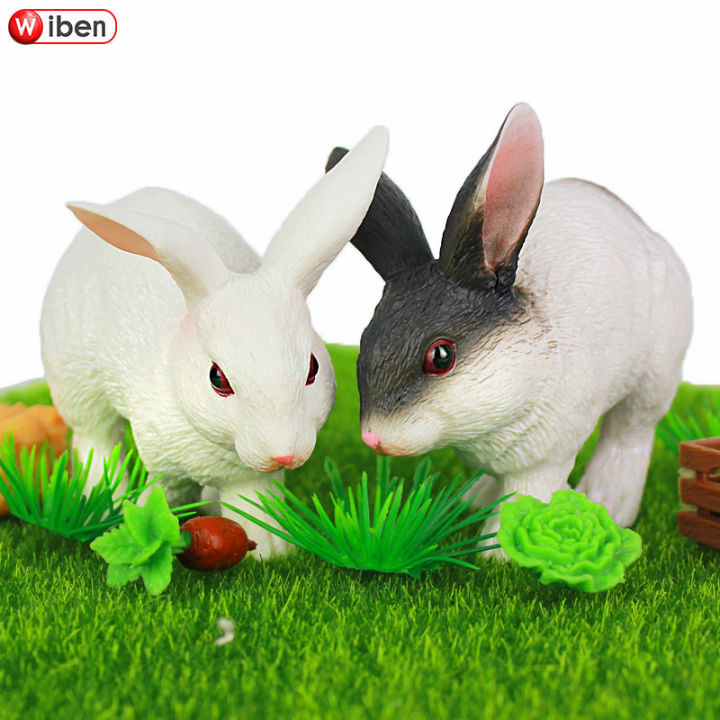 Artificial Animal Model Solid Plastic Farm Rabbit White Rabbit Model ...