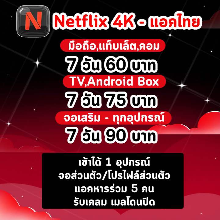 Netflix 4K Premium 7 วัน [แอคไทย - รับเคลม] - (รับสินค้าทาง Line) (send ...