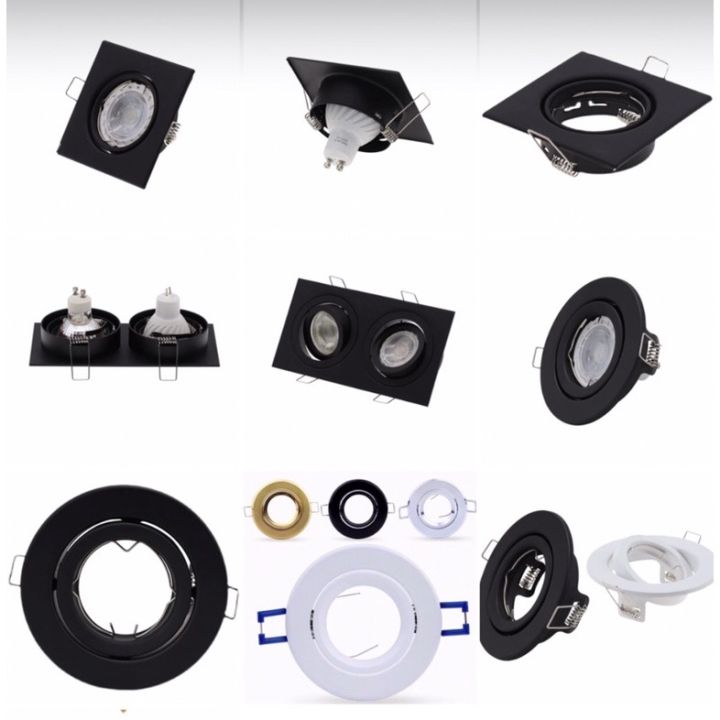 【COD & Ready】GU10 MR16 Gu5.3 Square/Round Black/White Downlight Casing ...