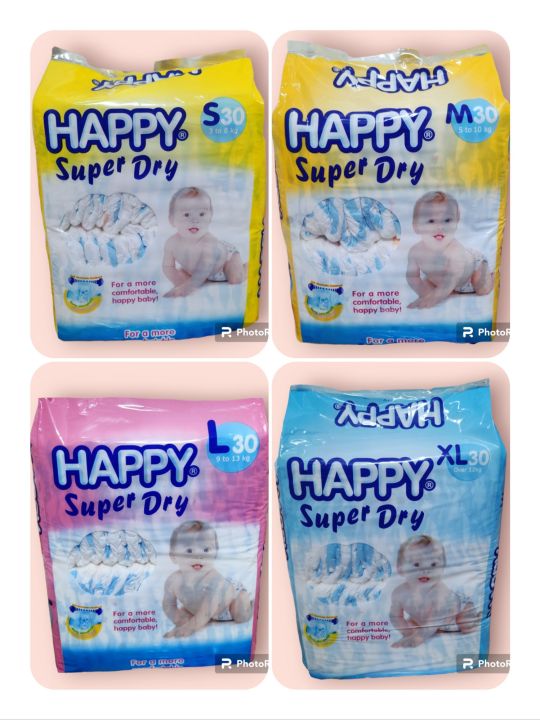 Happy Superdry Diaper Tape 30s Disposable Diaper | Lazada PH