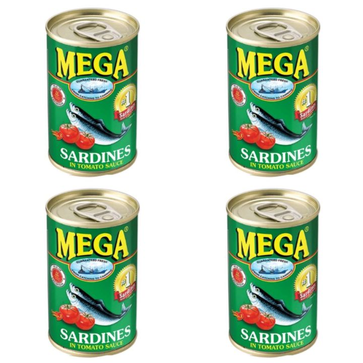 Mega Sardines in Tomato Sauce and Chilli 155g (4 cans) | Lazada PH